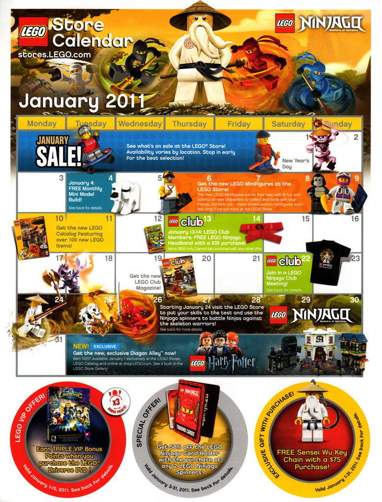 [USA/CAN] January 2011 LEGO Store Calendar