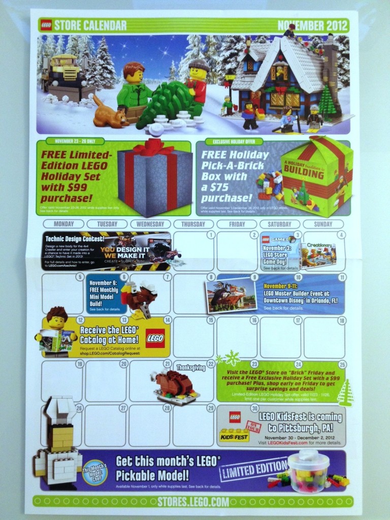 [US/CA] LEGO Store Calendar November 2012 - Toys N Bricks