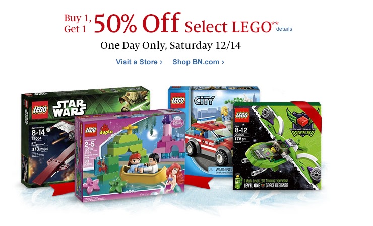 Barnes & Nobles BOGO 50% off Select LEGO - Saturday Only - Toys N Bricks