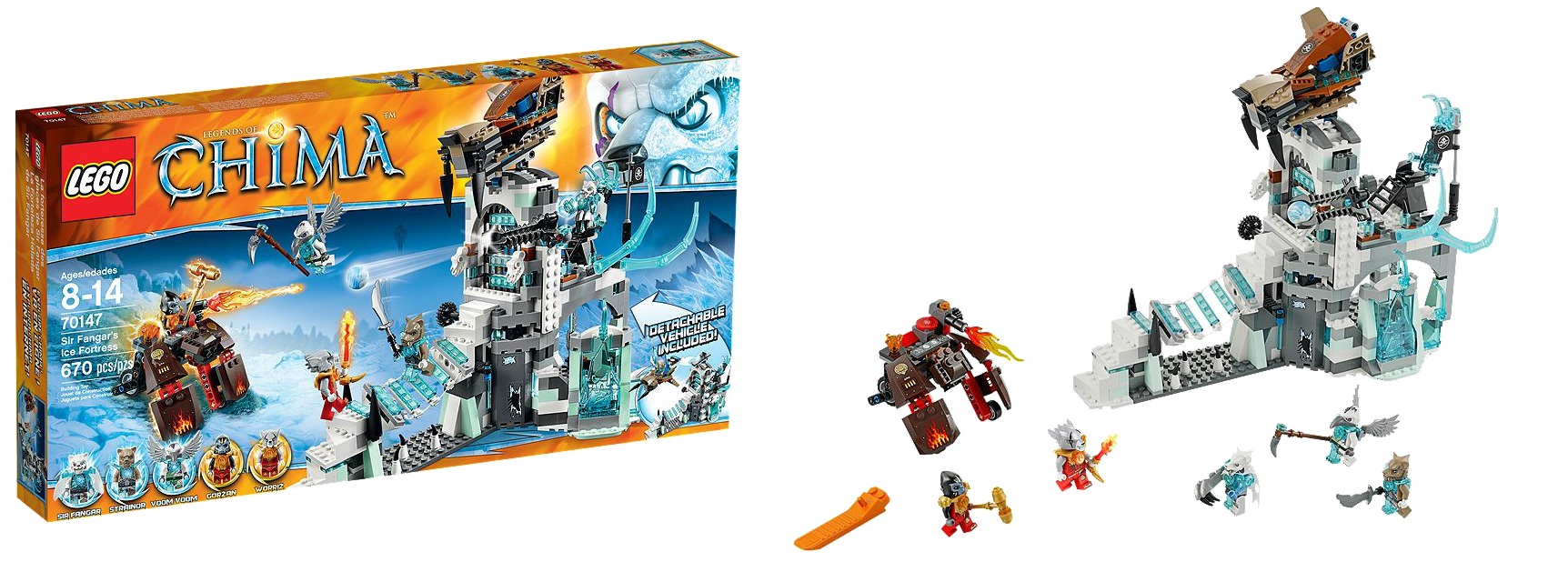 LEGO Chima 70147 Sir Fangar’s Ice Fortress & 70135 Cragger's Fire ...