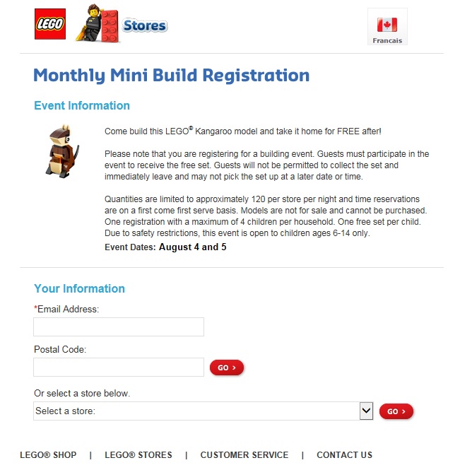 LEGO Store Mini Build Registration for August 2015 Now Live - Toys N Bricks