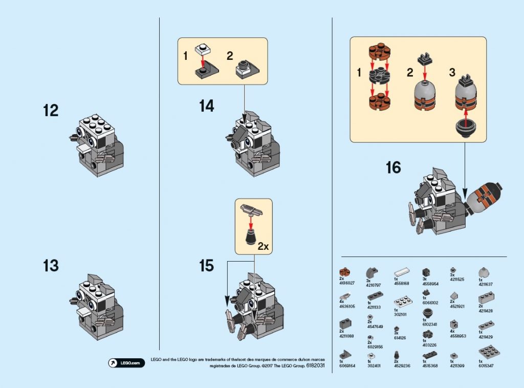 February 2017 LEGO Raccoon Monthly Mini Model Build Instructions