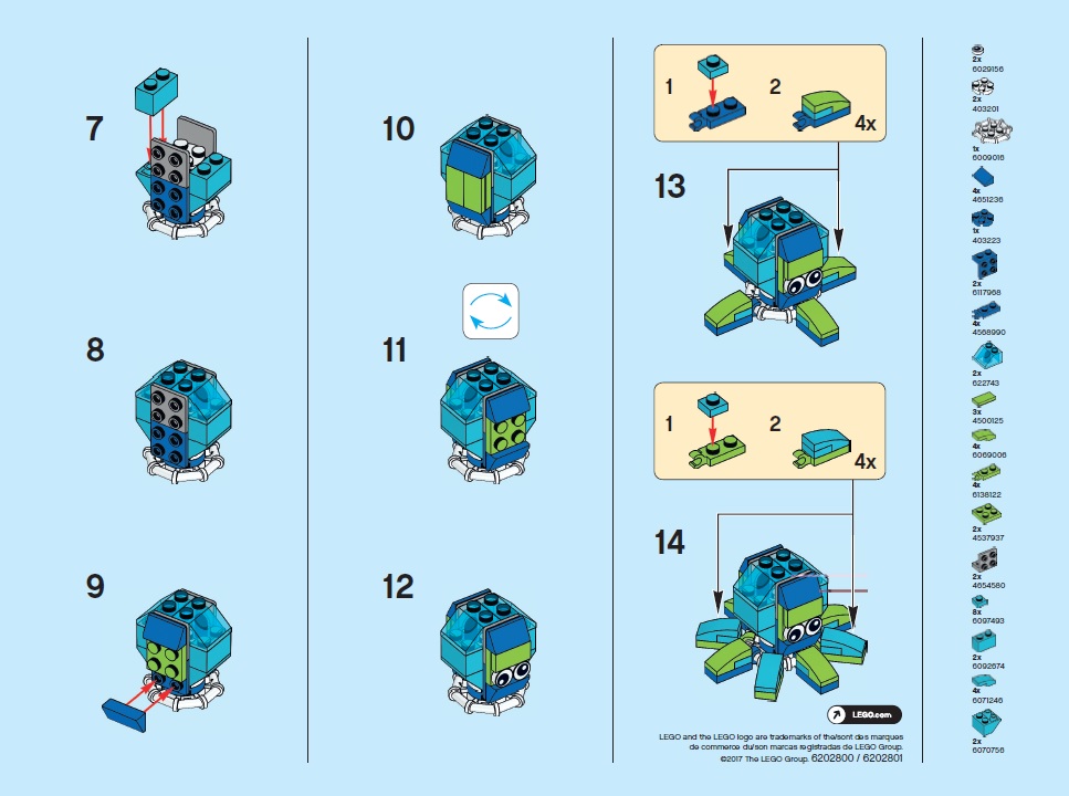 LEGO Octopus Mini Model Store Build Instructions - July 2017
