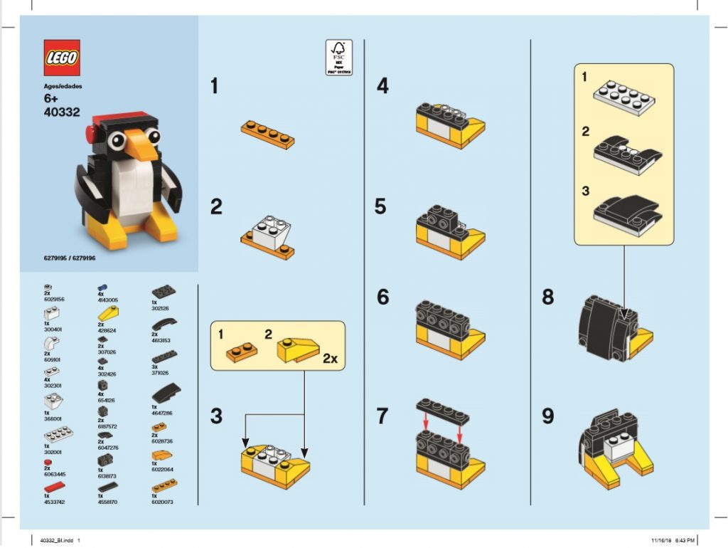 LEGO Monthly Mini Model Build Instructions December 2019 - 40332 Penguin