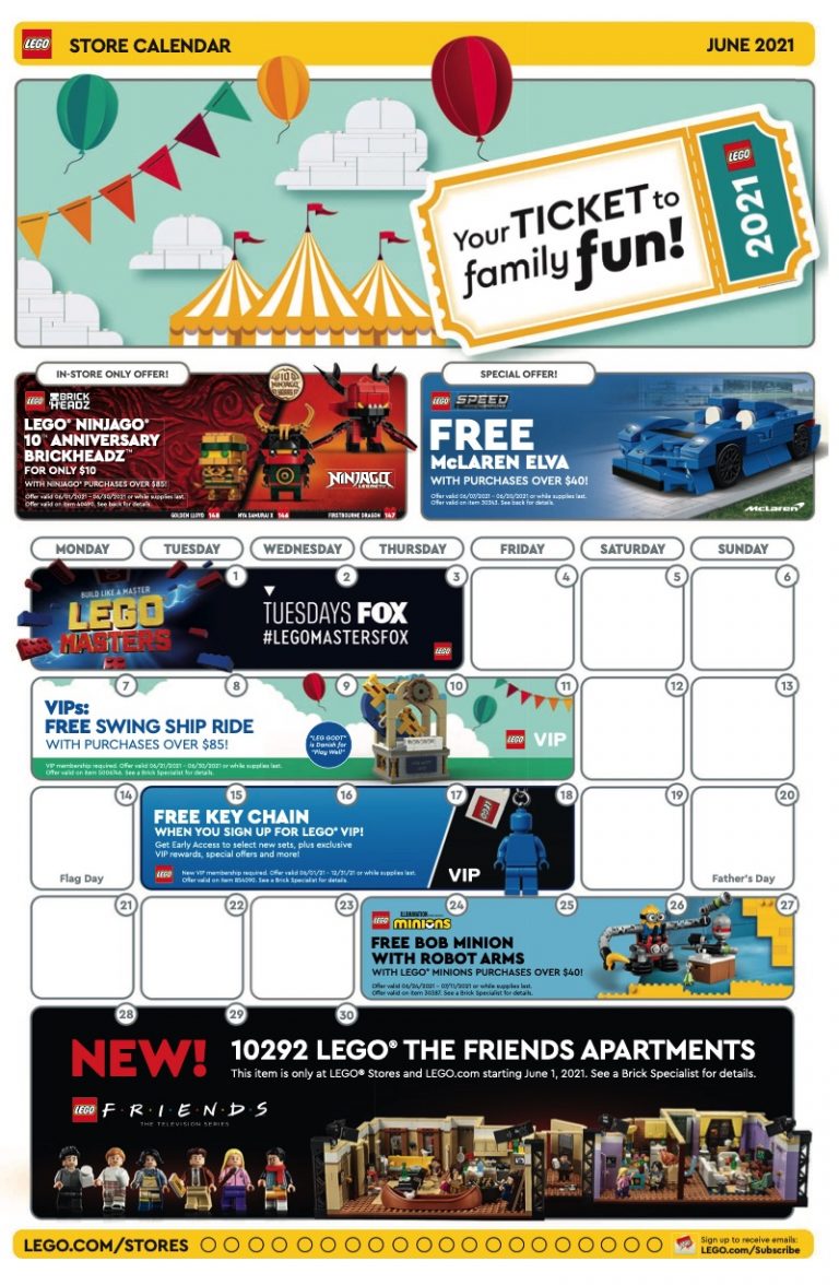 LEGO Store Calendar Offers & Promotions June 2021 - Toys N Bricks