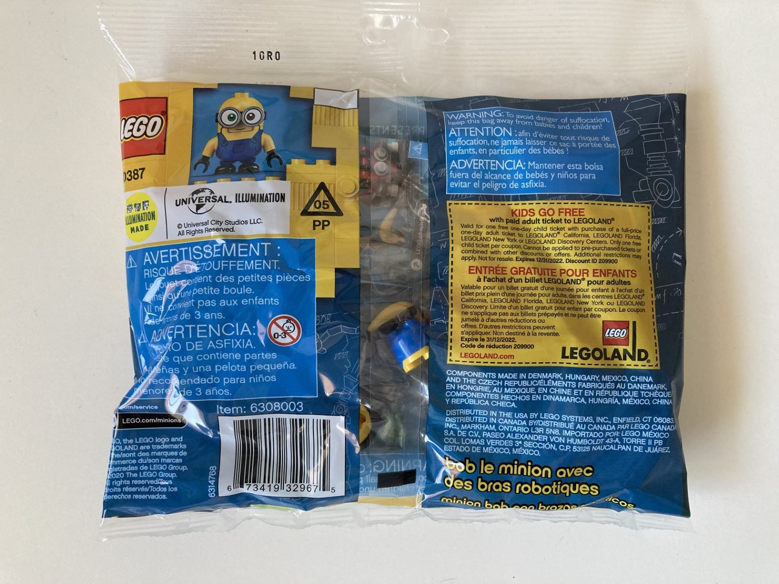 LEGO Minions Rise of Gru 30387 Bob Minion with Robot Arms Polybag 2021 ...