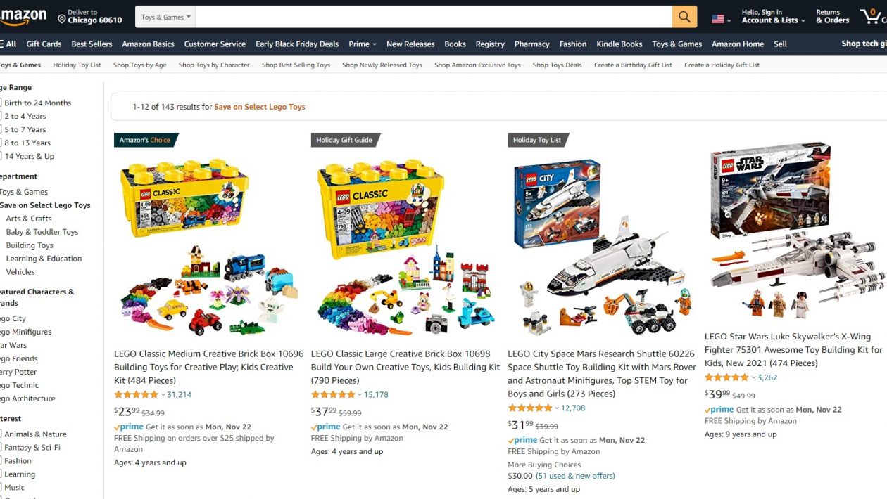 Amazon USA Dedicated LEGO Sales & Deals Landing Page - Toys N Bricks