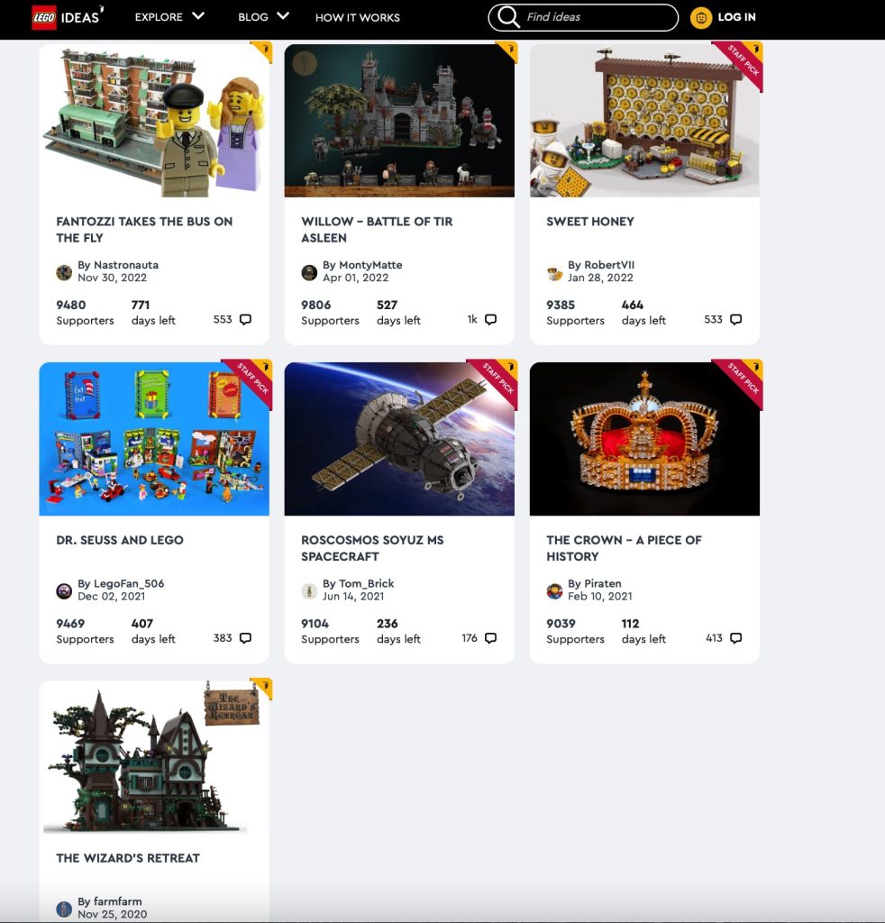 LEGO IDEAS Project Creations Approaching 10 000 Supporters (Week of ...