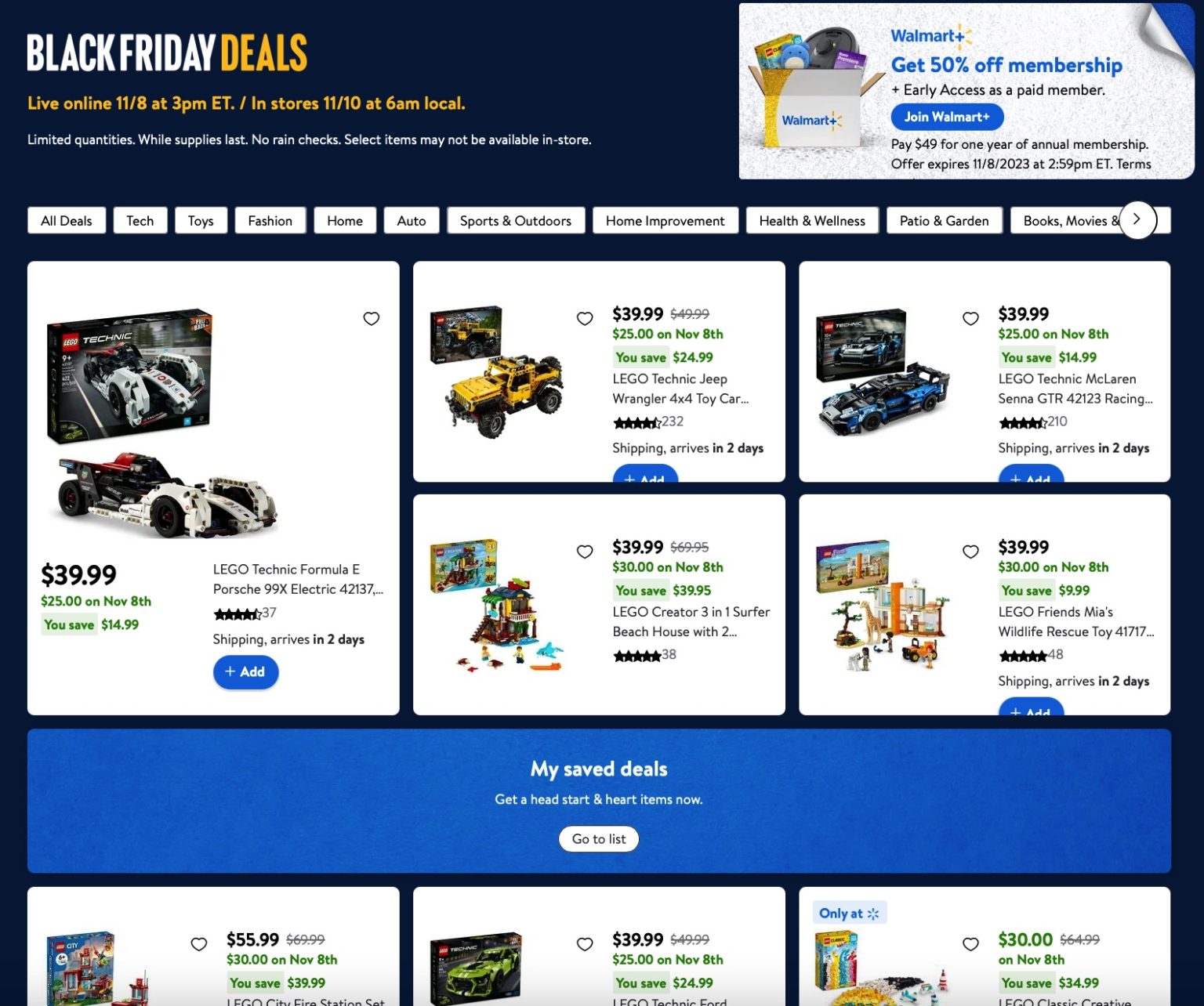 Wal-Mart US LEGO Early Black Friday Deals 2023 Now Live Online (8 LEGO Sets 40-57% off)