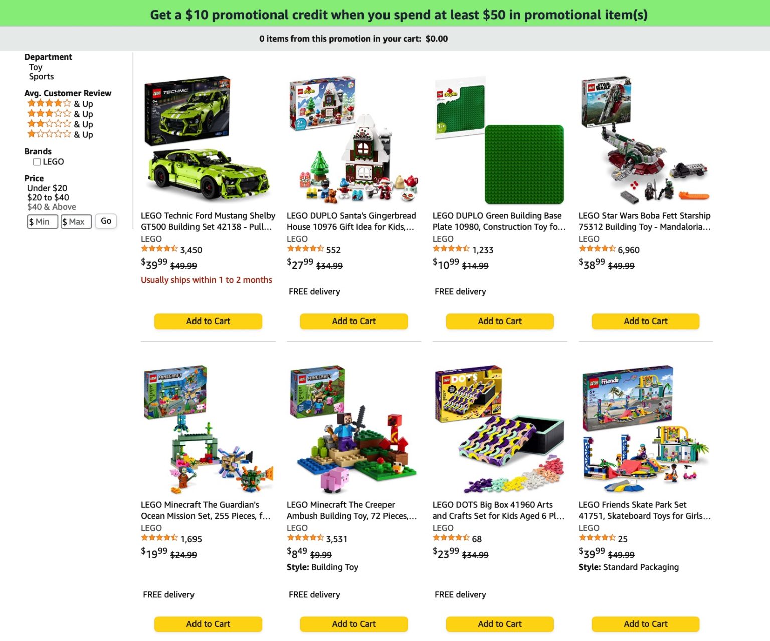 Amazon US $10 Promotional Credit When You Spend $50 or More on Select ...