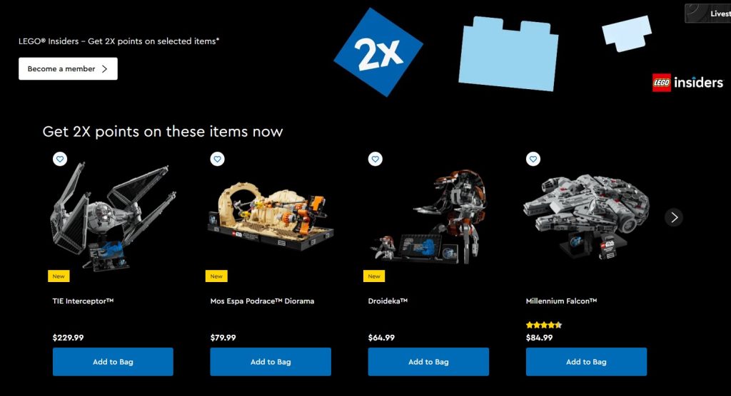 Double LEGO Insider Reward Points on 20 LEGO Star Wars Sets Including ...