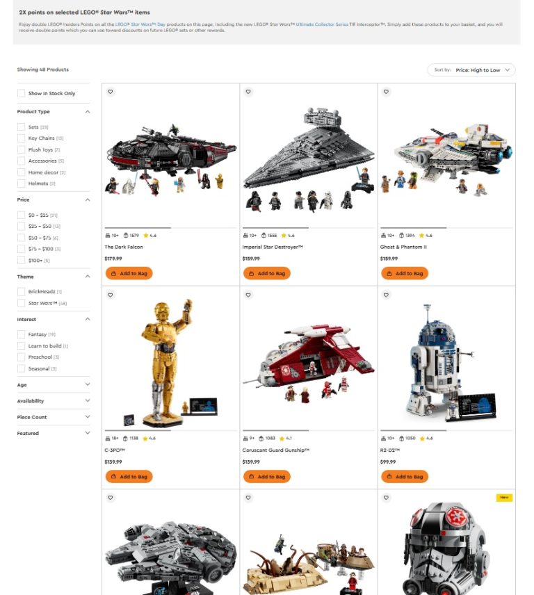 LEGO Star Wars Days 2025 May the 4th Insider Reward Points Promotion ...