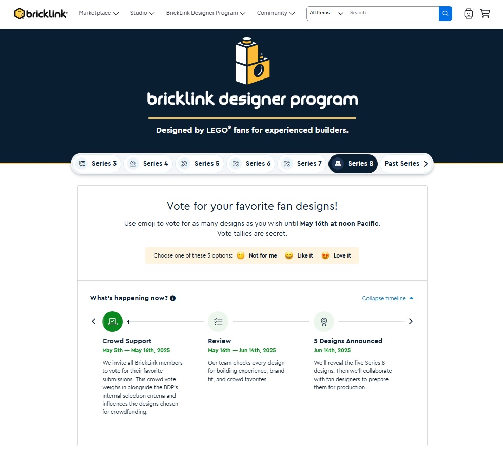 LEGO Bricklink Series 8 Designer Program Crowd Support Voting Now Open ...