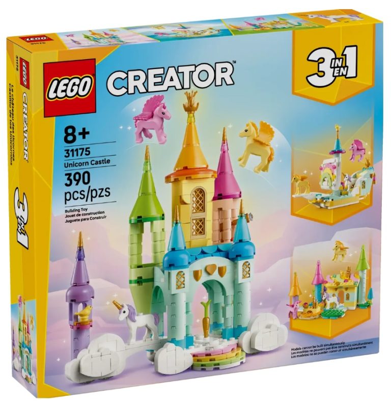 Shown below is LEGO Creator 3in1 31175 Unicorn Castle. The set releases ...