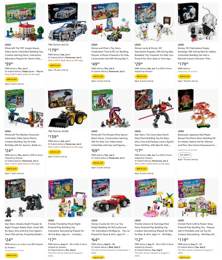 [Canada] LEGO June 2025 New Set Releases Now Available at Amazon