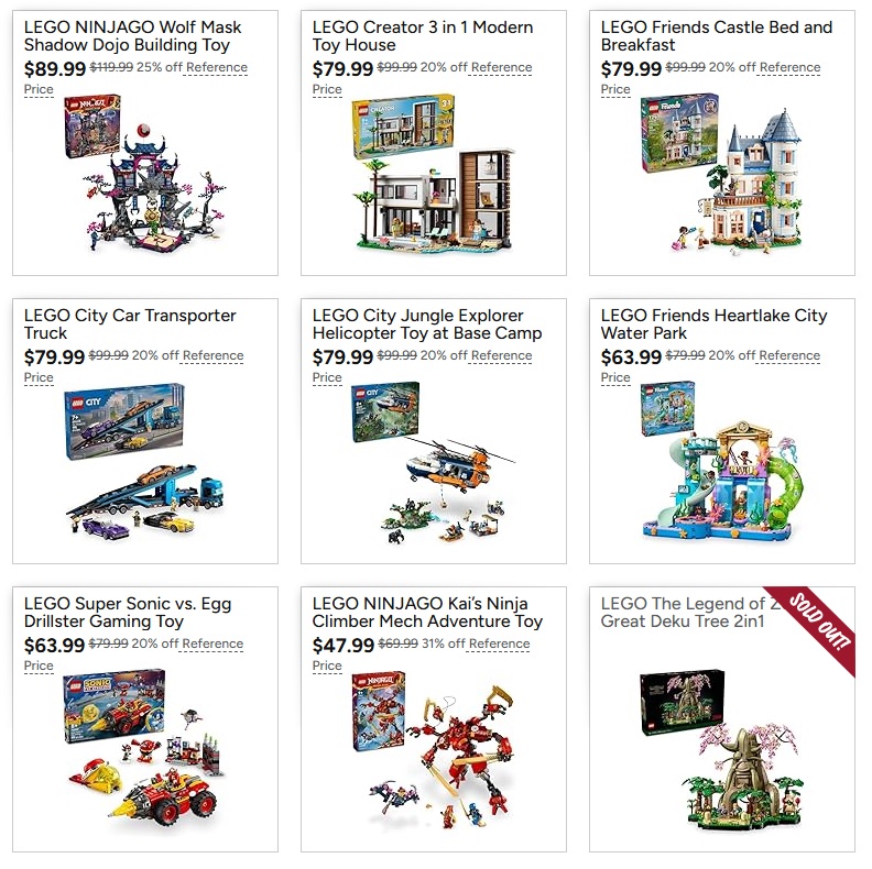 [US] Woot (Amazon Company) LEGO Sale 20% off Selected LEGO Sets