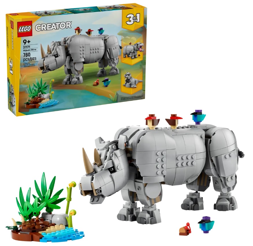 Upcoming LEGO Creator 3in1 31171 Wild Animals Majestic Rhino with Birds ...