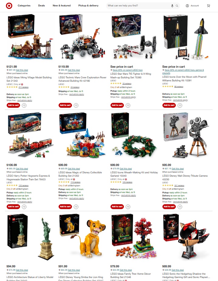 Target USA Circle Week LEGO Sales & Deals List: July 6-12, 2025 (Over ...