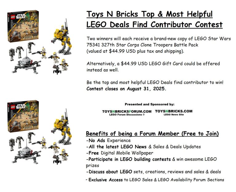Top & Most Helpful LEGO Deals Find Contributor Contest at Toys N Bricks ...
