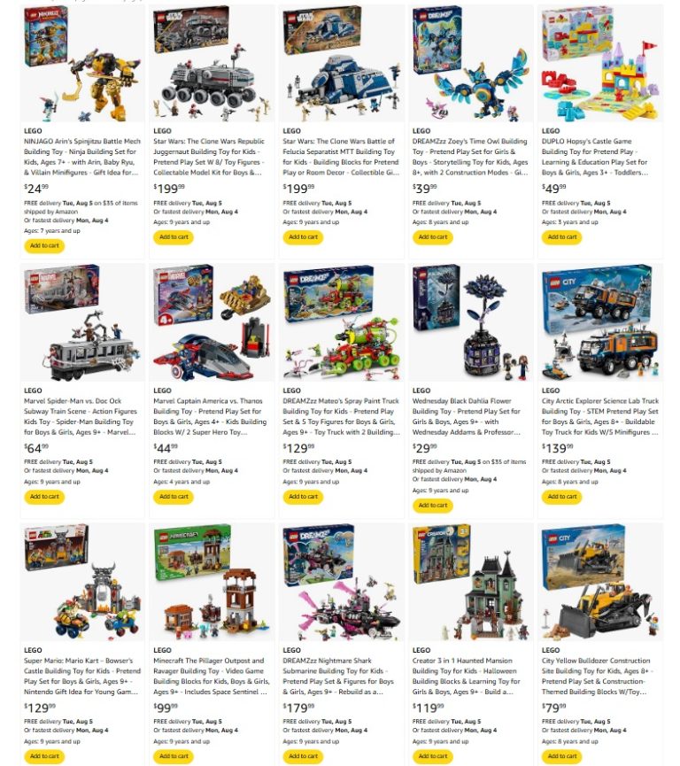 Amazon Canada LEGO August 2025 Set Releases List
