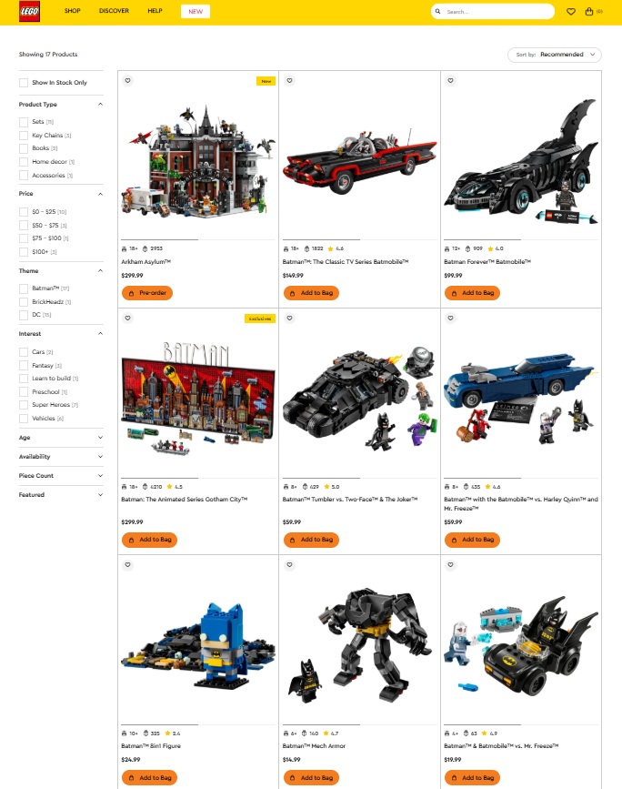 Shown below are some of the LEGO Batman sets that are available at the ...