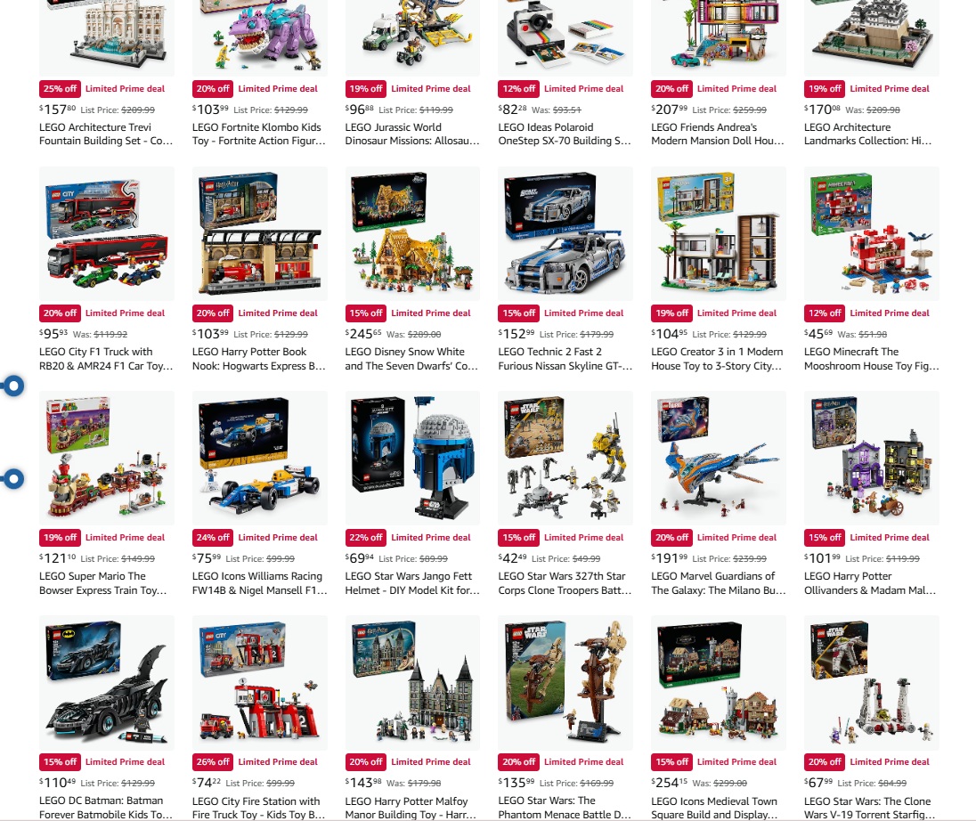 You can check out the Amazon Canada LEGO Prime Days Deals landing page ...