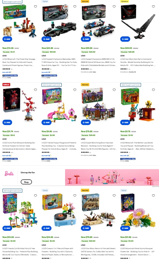 Wal-Mart Canada LEGO December 2025 Sales & Deals