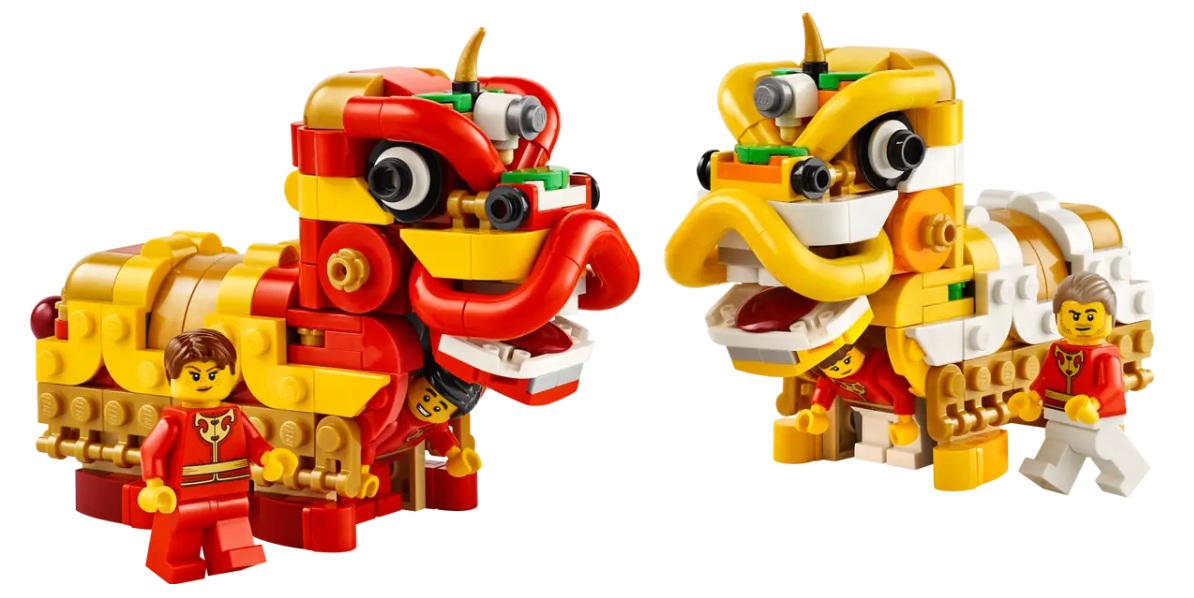 The set contains 4 minifigure characters, 1 red lion dance costume and ...
