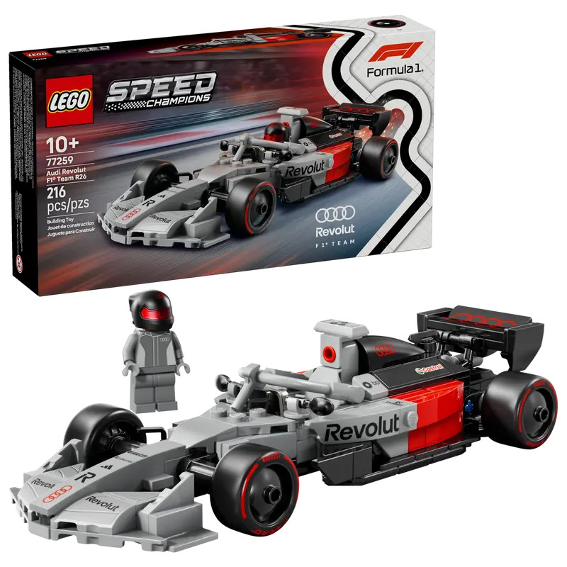 The toy vehicle also comes with a minifigure in an Audi Revolut F1 Team ...